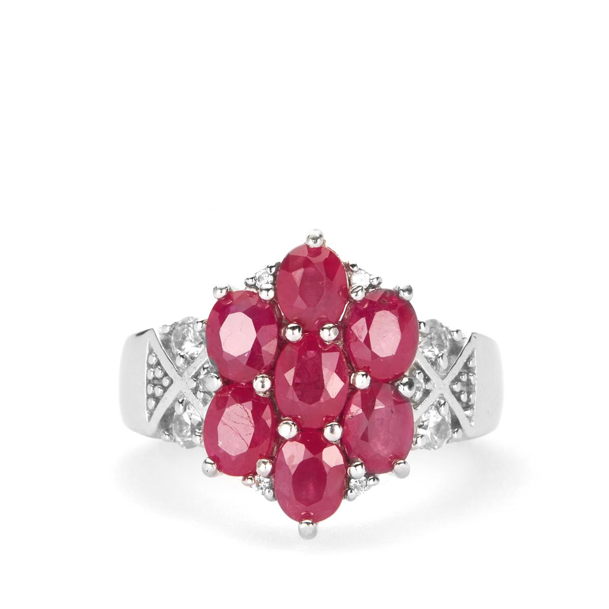 John Saul Ruby Ring with White Zircon in Sterling Silver 4.12cts | Gemporia