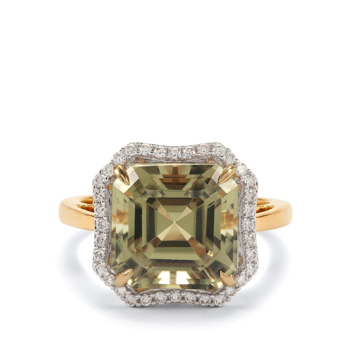 Asscher Cut Csarite® Ring with Diamond in 18K Gold 7.77cts | Gemporia