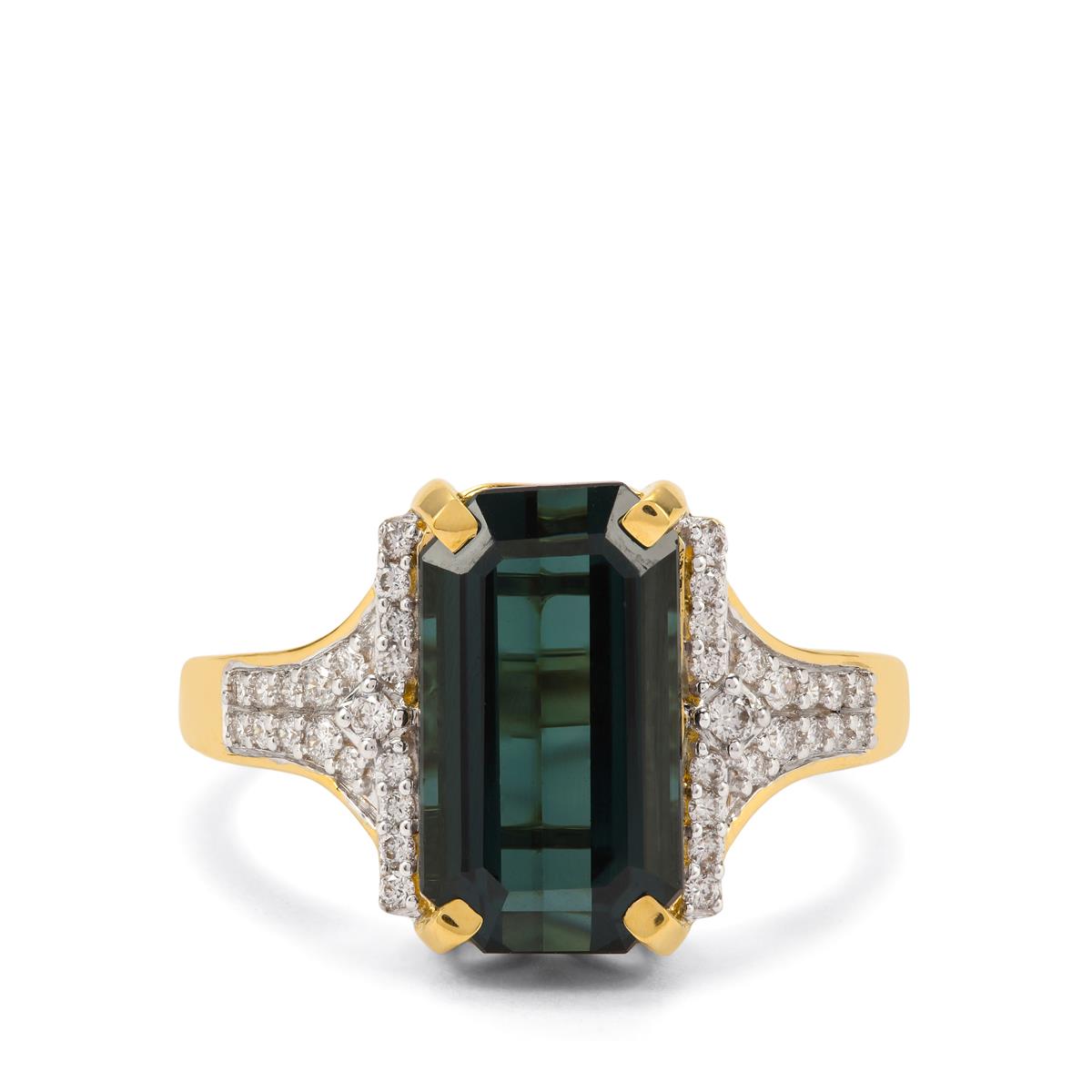 Mutuca Indicolite Ring with Diamond in 18K Gold 4.36cts | Gemporia