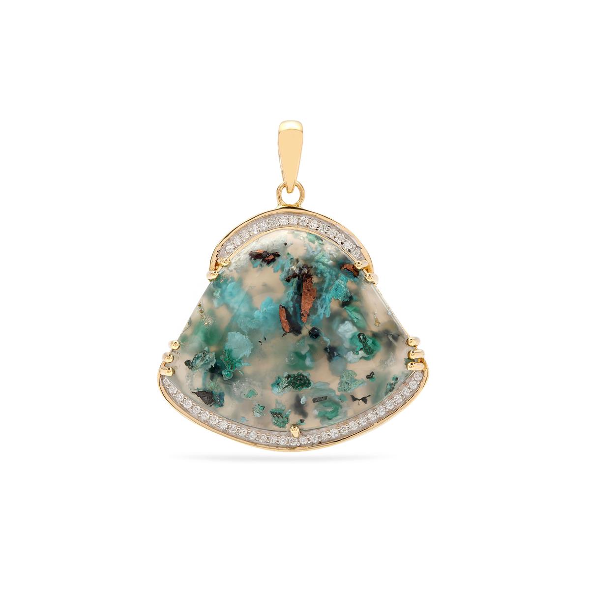 Blue Aquadite Pendant with Diamond in 18K Gold 40.84cts | Gemporia