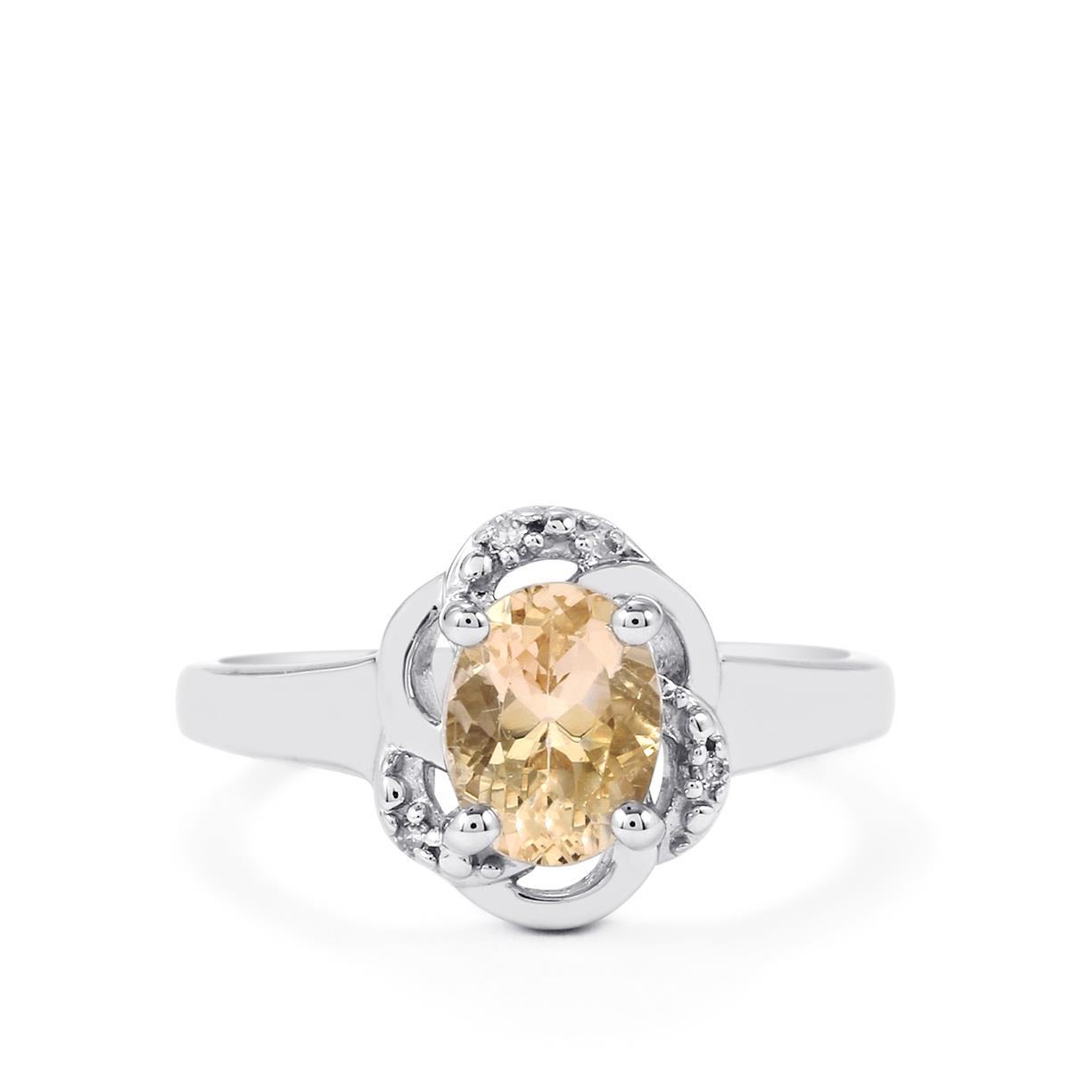 Champagne Danburite Ring with Diamond in Sterling Silver 1.28cts | Gemporia