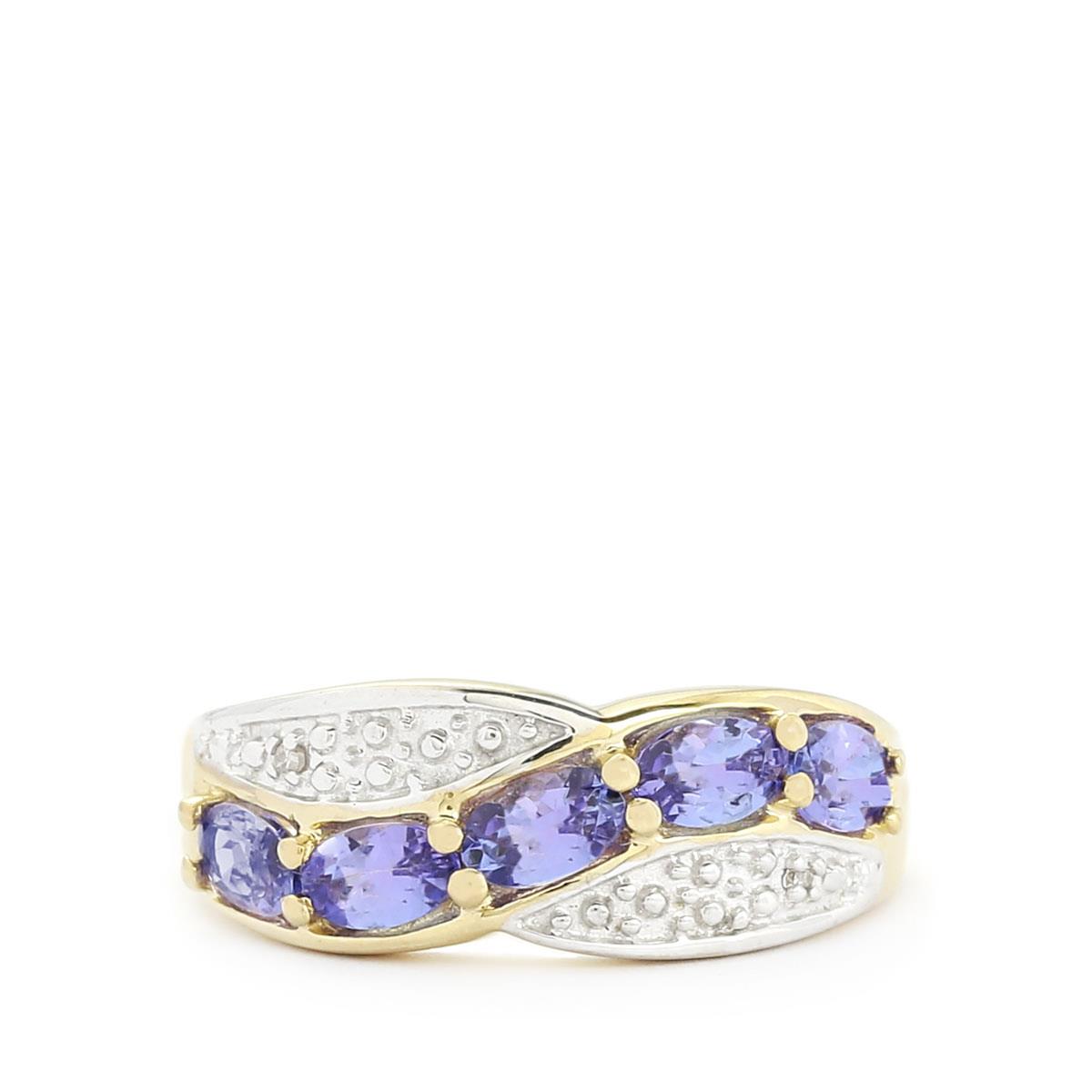 AA Tanzanite & Diamond Midas Plated Sterling Silver Ring ATGW 1.25cts ...