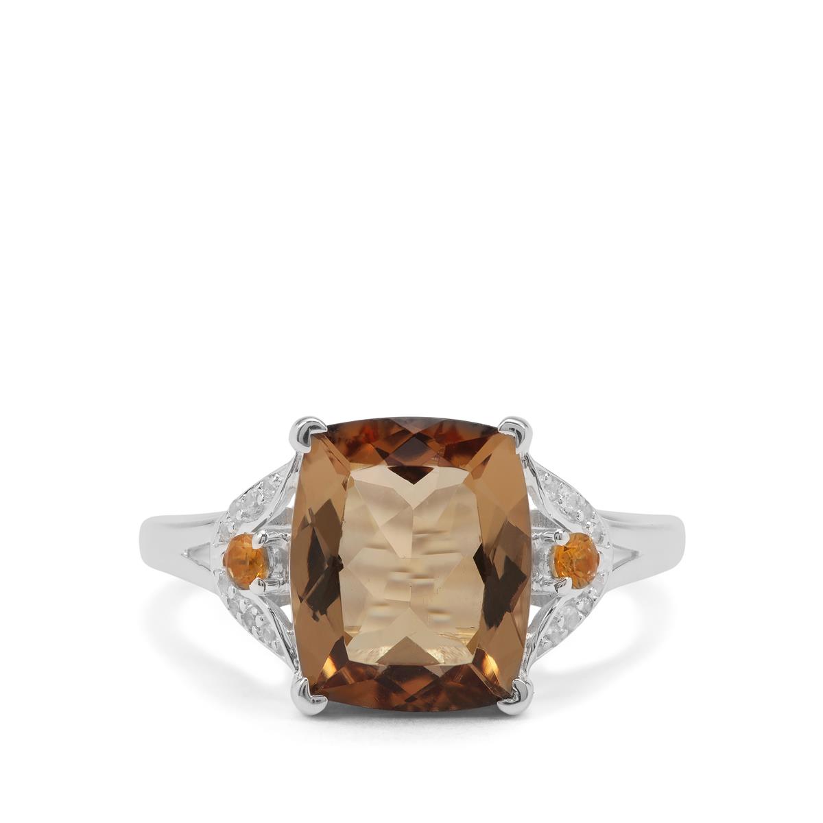 Scapolite, Diamantina Citrine Ring with White Zircon in Sterling Silver ...