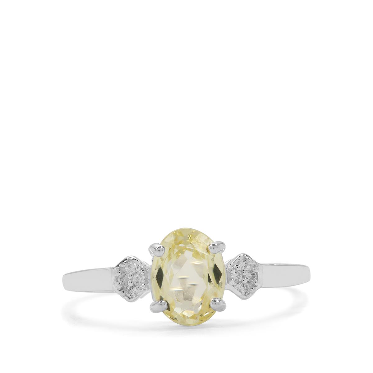 Minas Novas Hiddenite Ring with White Zircon in Sterling Silver 1.60cts ...