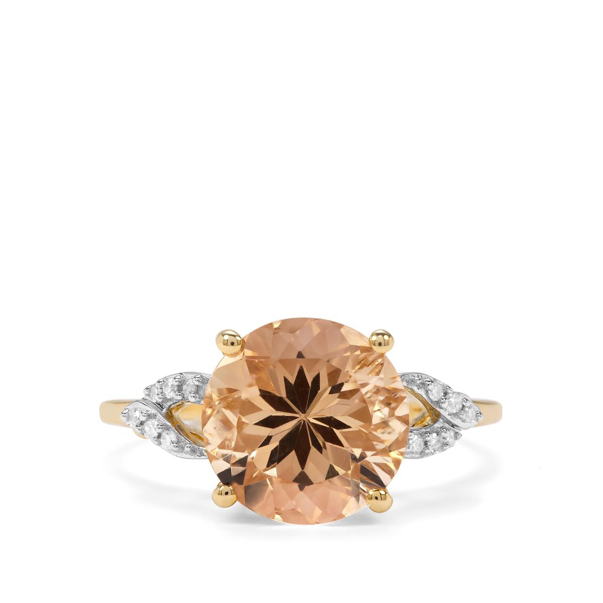 Champagne Danburite Ring with Diamond in 9K Gold 3.79cts | Gemporia