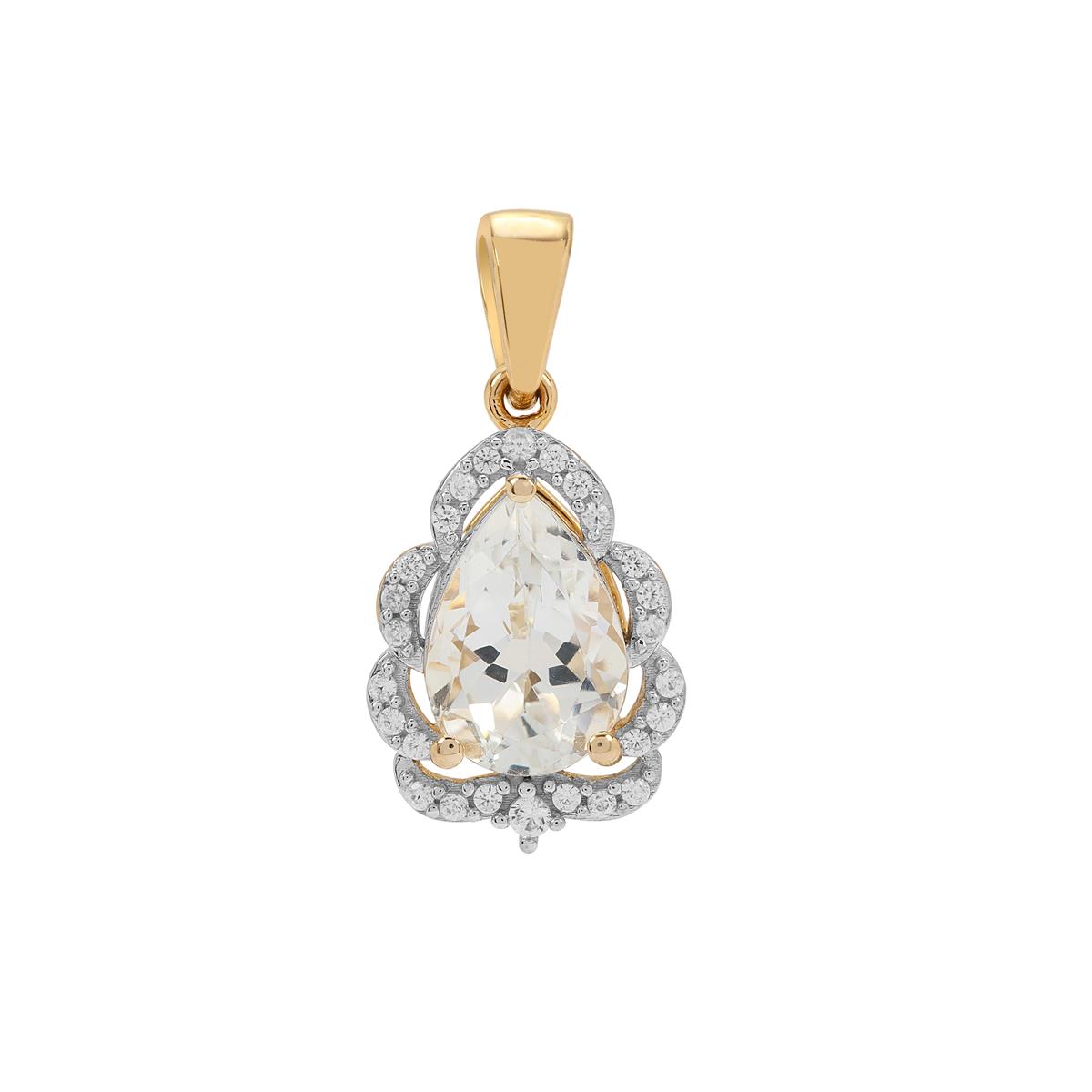 Himalayan Beryl Pendant with White Zircon in 9K Gold 1.80cts | Gemporia