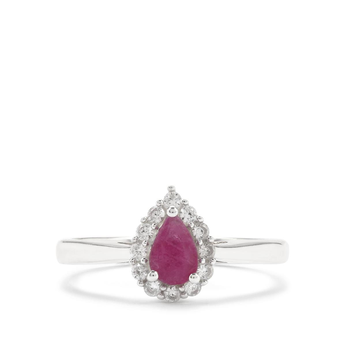 Johnson Ruby Ring with White Zircon in Sterling Silver 0.70cts | Gemporia