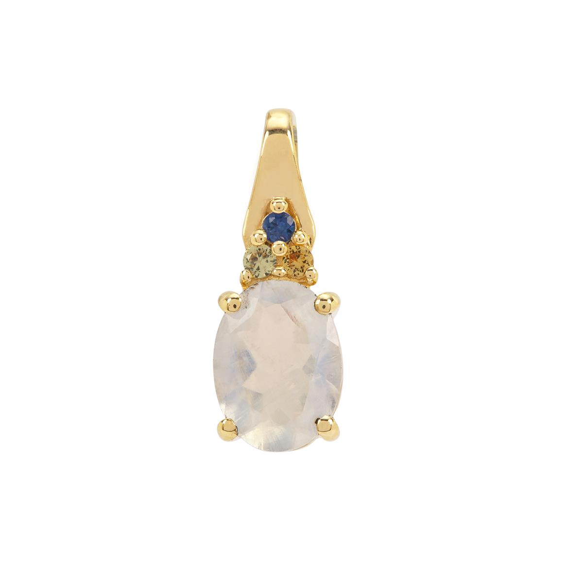 Natural Moonstone Pendant with Multi-Colour Sapphire in 9K Gold 1.05cts ...