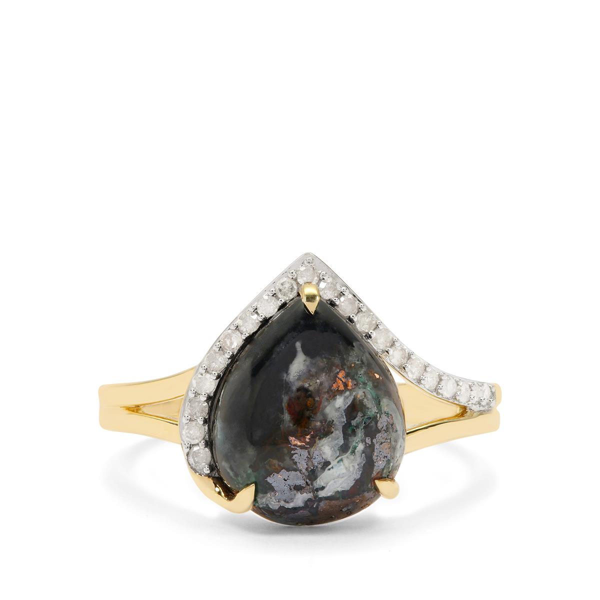 Aquadite Noir Ring with Diamond in 9K Gold 4.30cts | Gemporia