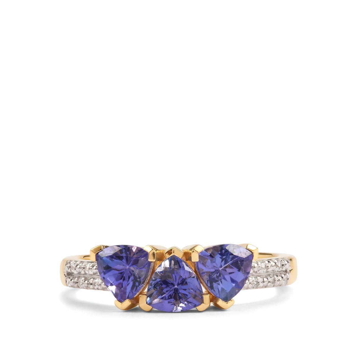 AA Tanzanite Ring with White Zircon in 9K Gold 1.41cts | Gemporia