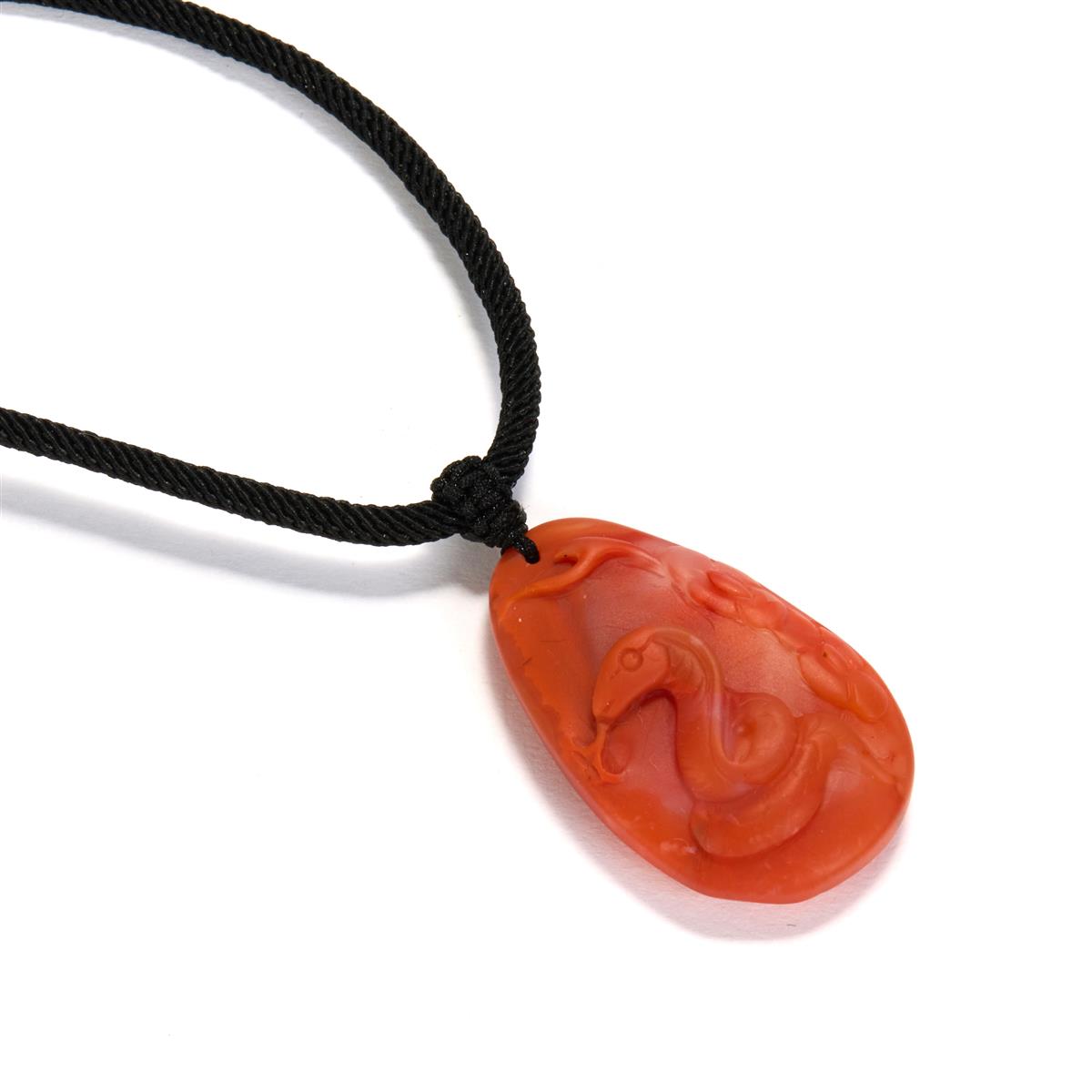 Nanhong Agate Carved Adjustable Rope Necklace 35cts | Gemporia
