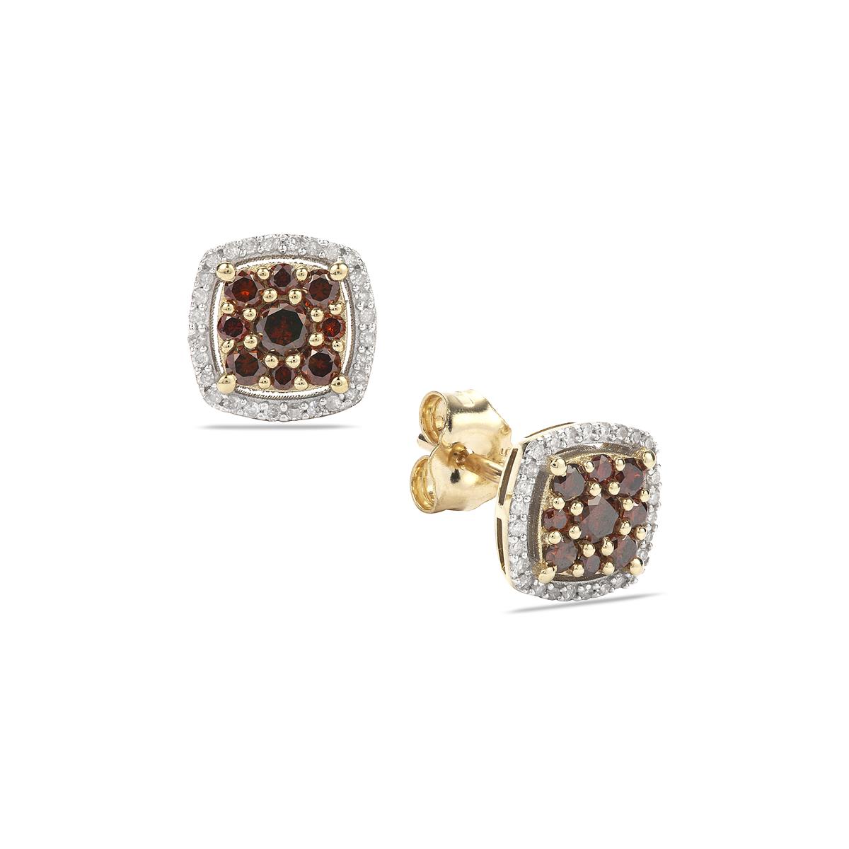 Red Diamond Earrings with White Diamond in 9K Gold 0.50ct | Gemporia