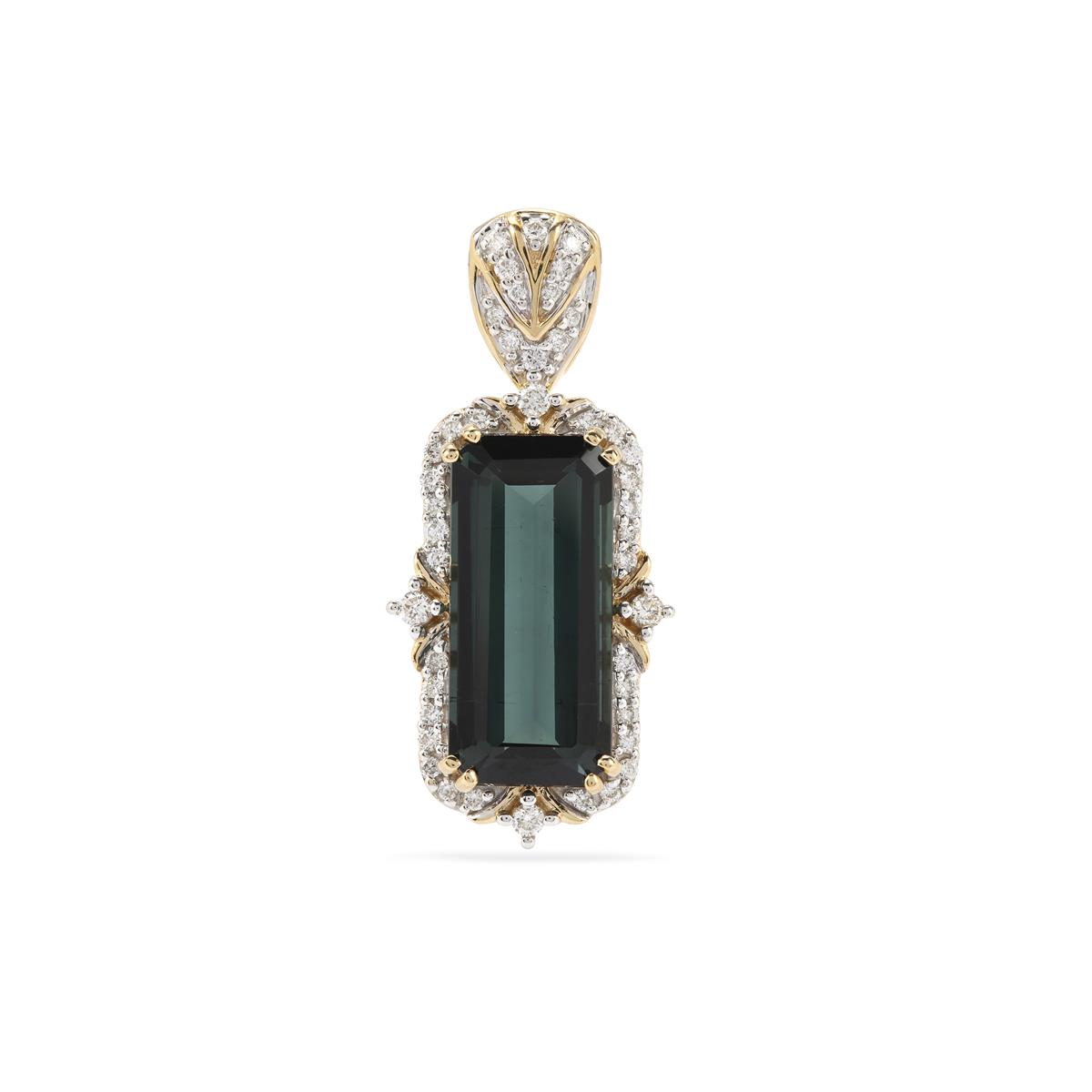 Mutuca Indicolite Pendant with Diamond in 18K Gold 4.57cts | Gemporia