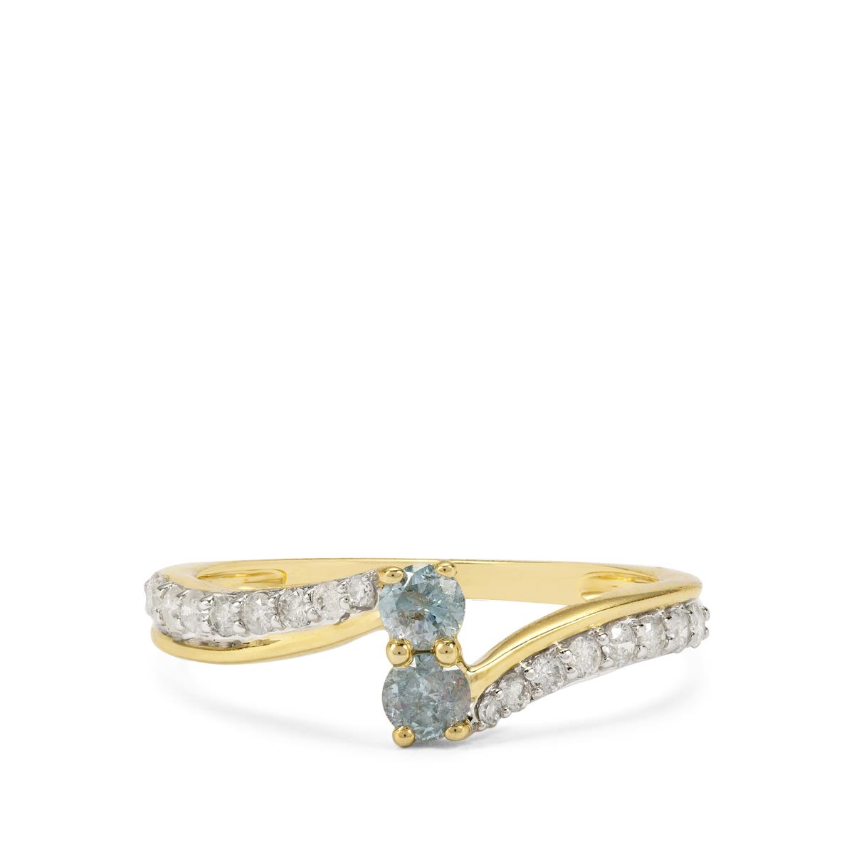 Ice Blue Diamond Ring with White Diamond in 9K Gold 0.50ct | Gemporia