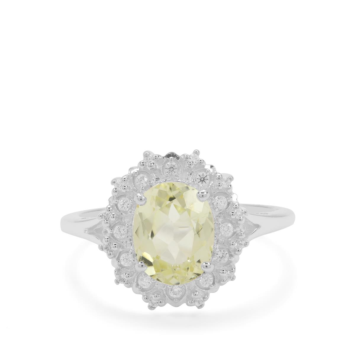Minas Novas Hiddenite Ring with White Zircon in Sterling Silver 2.50cts ...