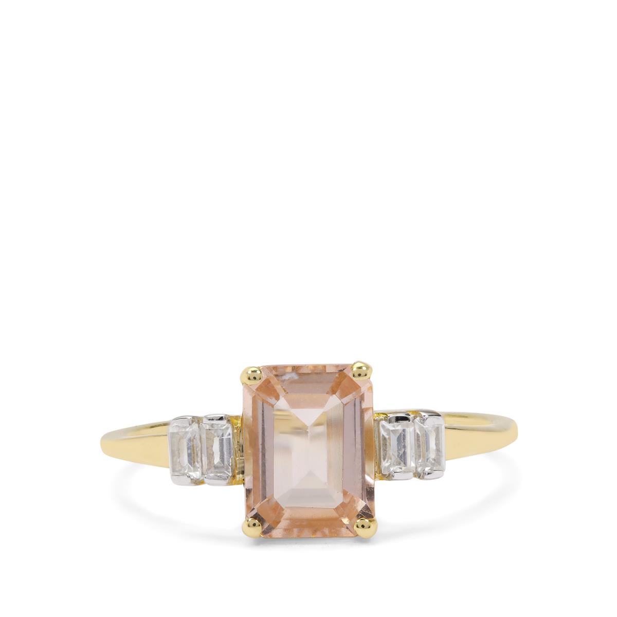 Morganite Ring with White Zircon in 9K Gold 1.60cts | Gemporia