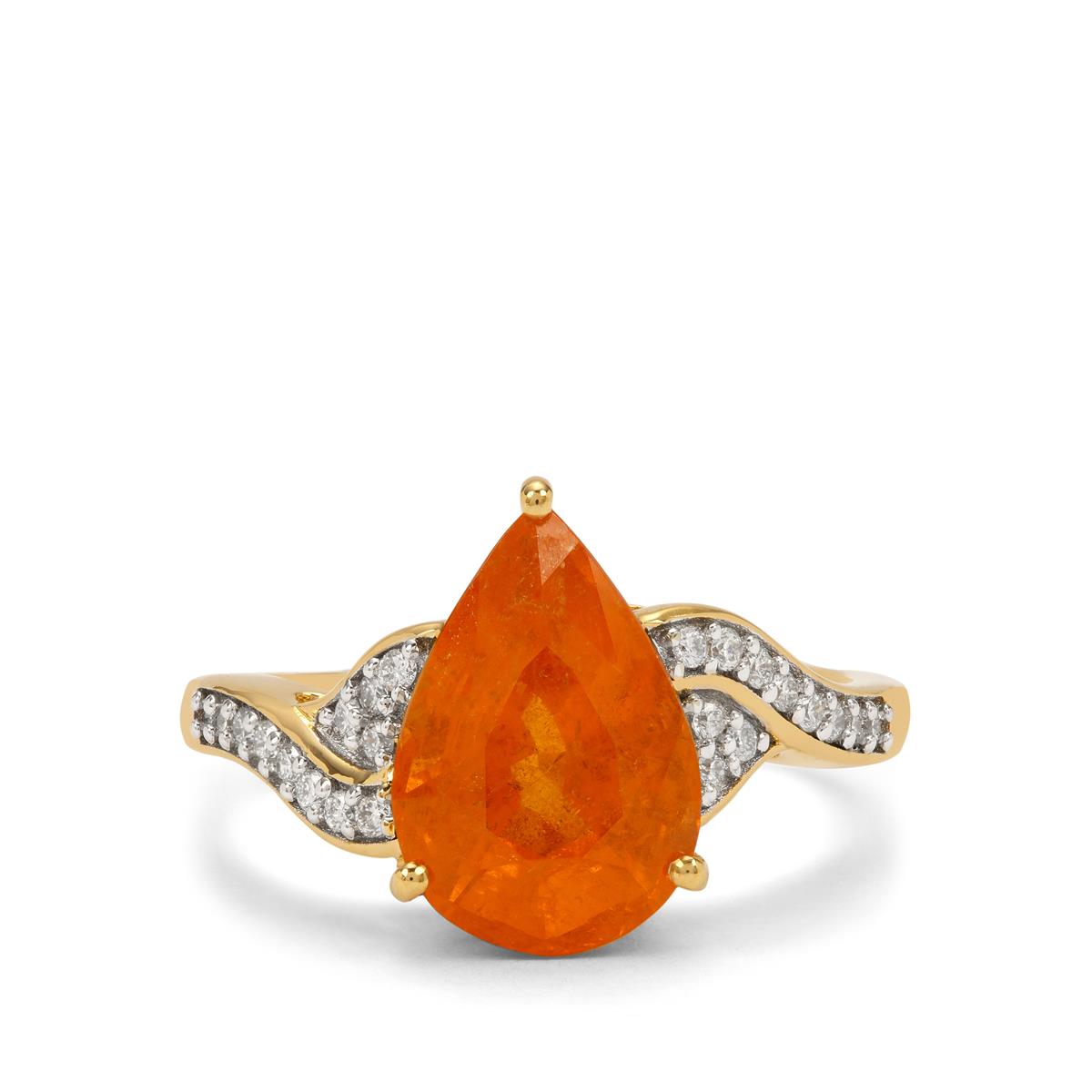 Namibian Garnet Ring with Diamond in 18K Gold 5.49cts | Gemporia