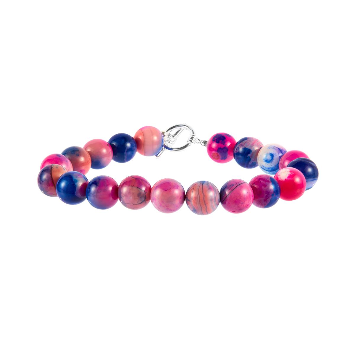 Orchid Agate T Bar Clasp Bracelet in Sterling Silver 130cts | Gemporia