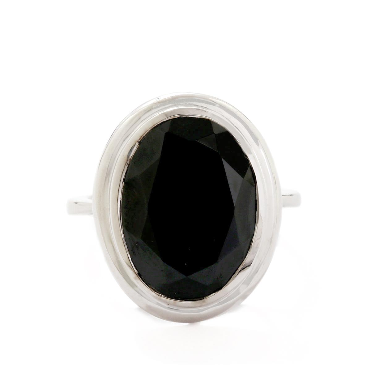 10.79ct Black Spinel Sterling Silver Ring | Gemporia