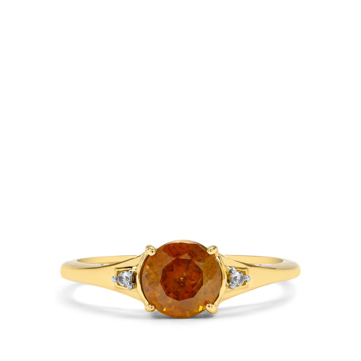 Sphalerite Ring with White Zircon in 9K Gold 1.55cts | Gemporia
