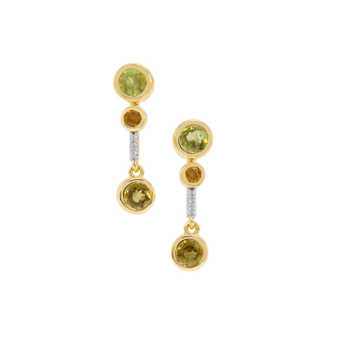 Ambilobe, Morafeno Sphene Earrings with White Zircon in 9K Gold 1.65cts ...