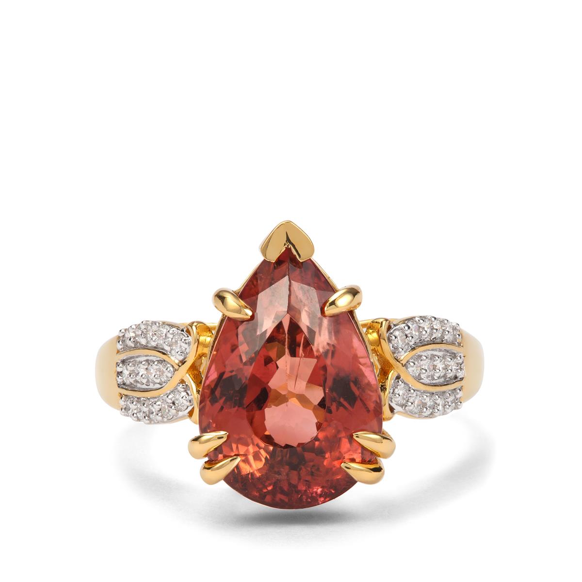 Congo Tourmaline Ring with White Diamond in 18K Gold 5.90cts | Gemporia