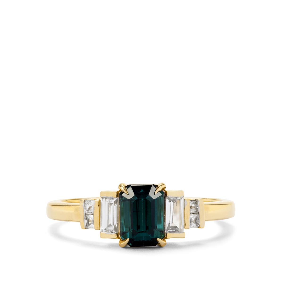Mutuca Indicolite Ring with White Zircon in 9K Gold 1.55cts | Gemporia