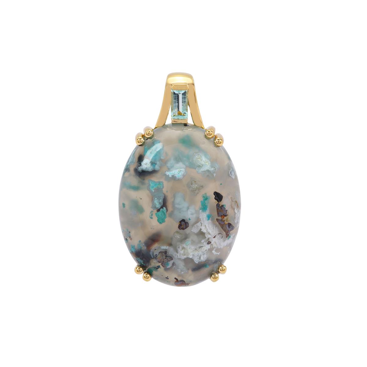 Blue Aquadite Pendant with Aquaiba™ Beryl in Gold Plated Sterling ...