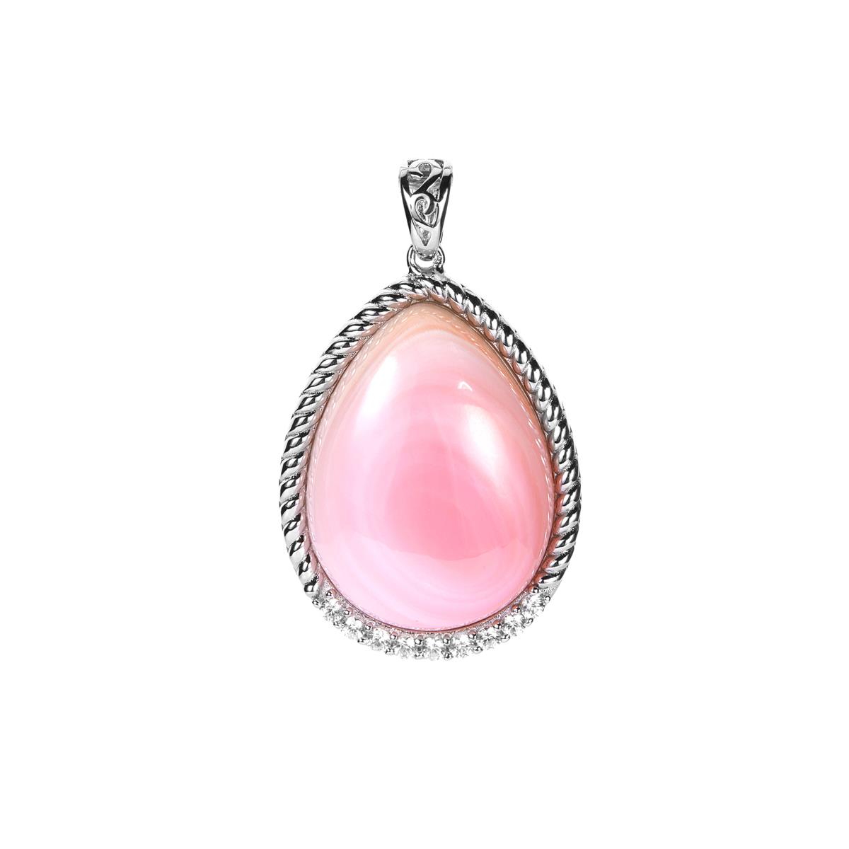 Queen Conch (28 x 21mm) Pendant with White Zircon in Sterling Silver ...