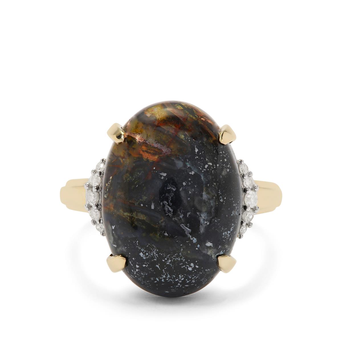 Aquadite Noir Ring with Diamond in 9K Gold 11.45cts | Gemporia