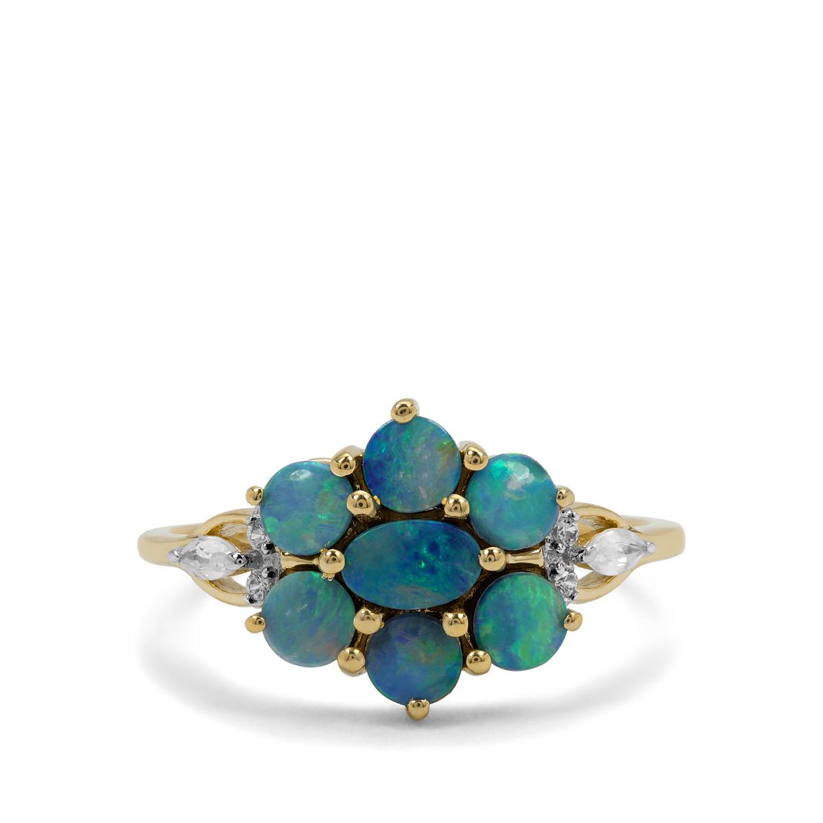 Crystal Opal On Ironstone And White Zircon 9k Gold Ring Gemporia