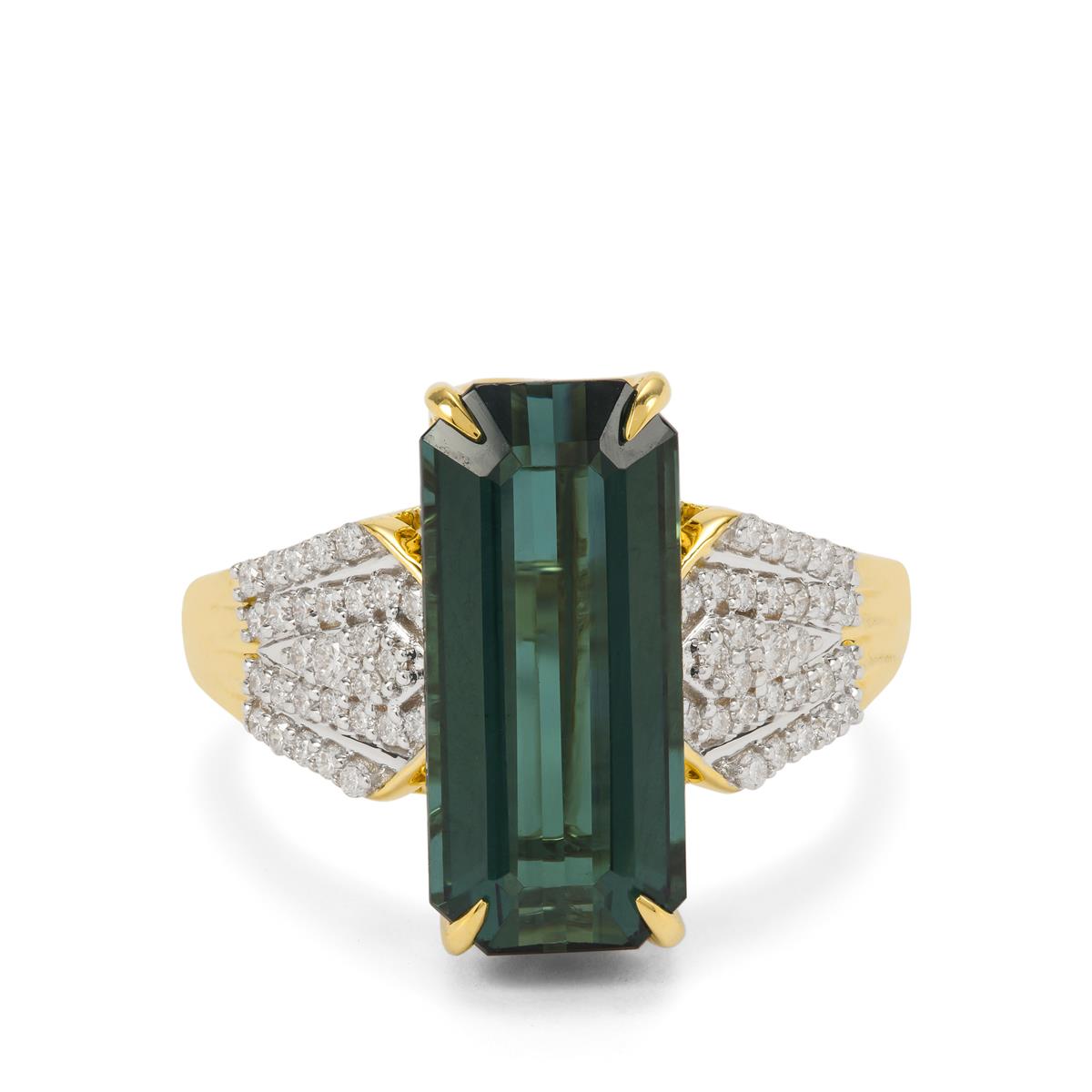 Mutuca Indicolite Ring with Diamond in 18K Gold 5.12cts | Gemporia