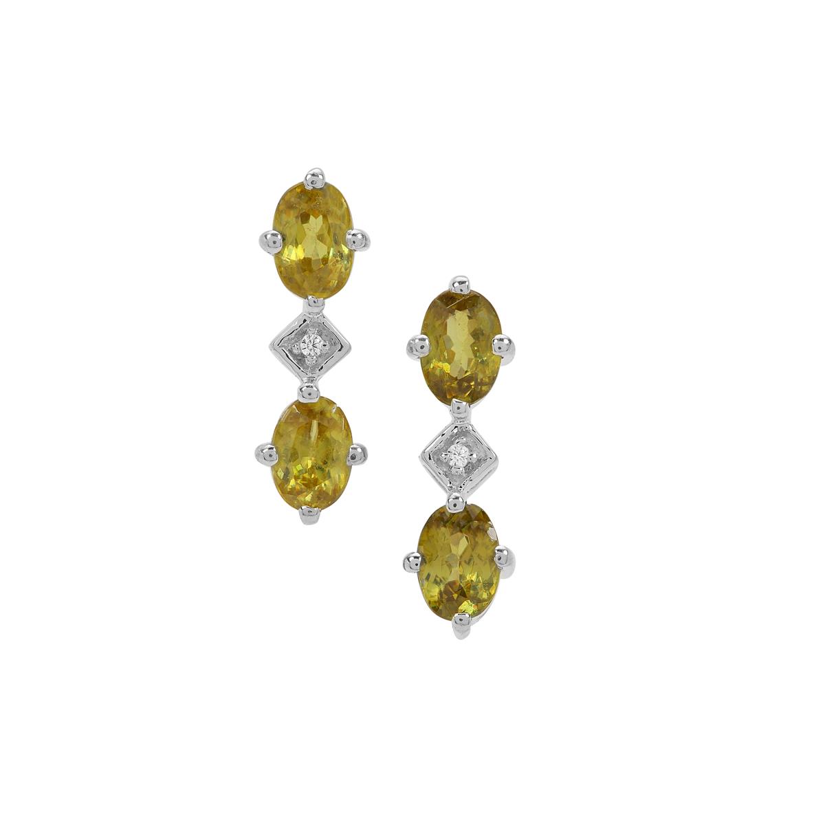 Ambilobe Sphene Earrings with White Zircon in Sterling Silver 2.35cts ...