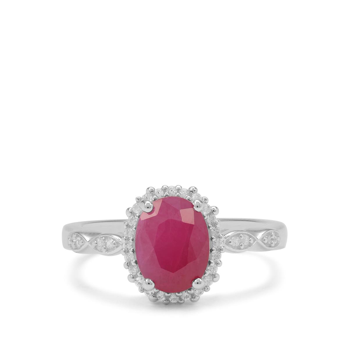 Kenyan Ruby Ring with White Zircon in Sterling Silver 2.70cts | Gemporia