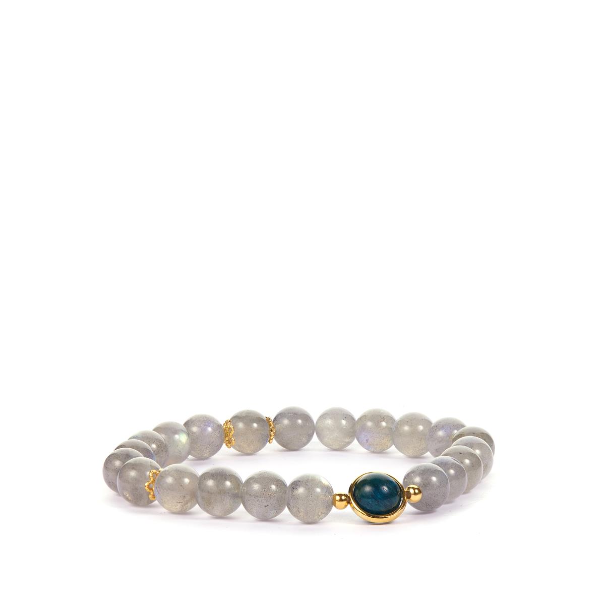 Labradorite & Hawk's Eye Gold Tone Sterling Silver Stretchable Bracelet ...