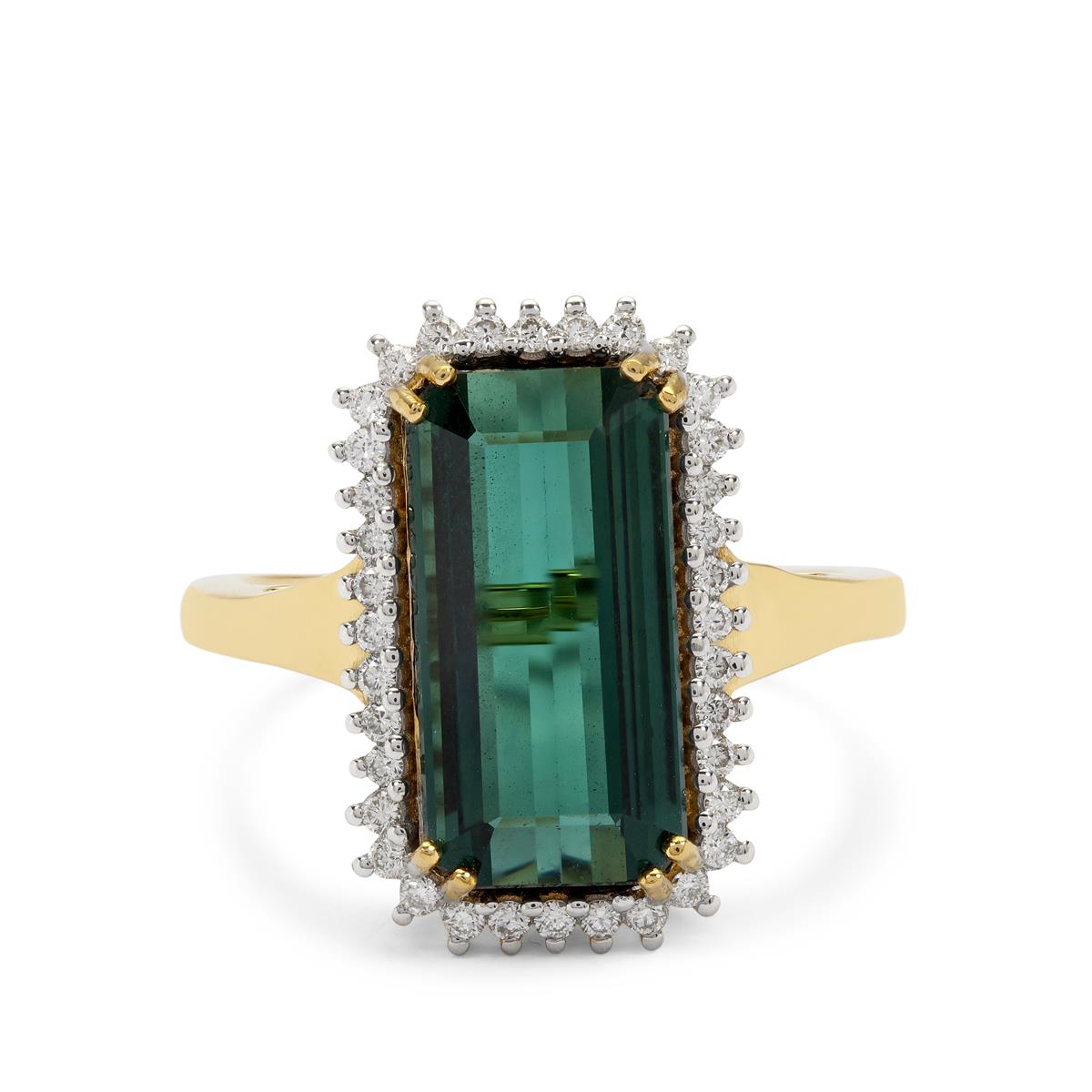 Mutuca Indicolite Ring with Diamonds in 18K Gold 5.79cts | Gemporia