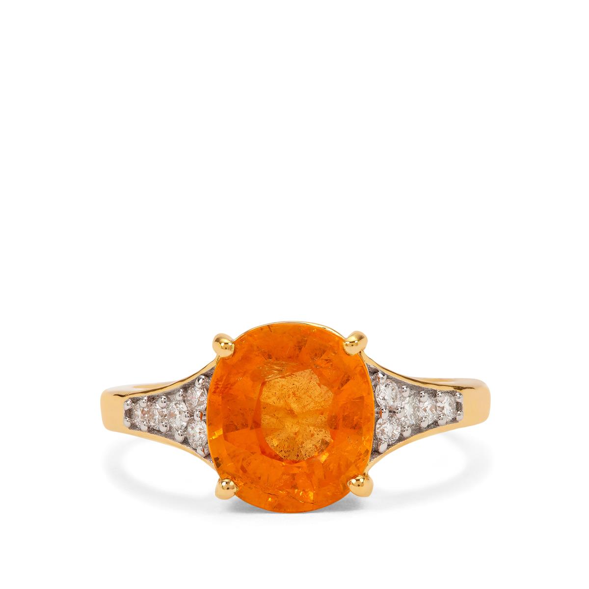 Namibian Garnet Ring with Diamonds in 18K Gold 4.27cts | Gemporia