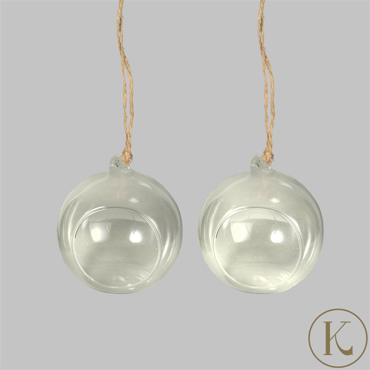 Kimbie Home Hanging Glass Tea Light Holders With Rope, 2pc Set | Gemporia