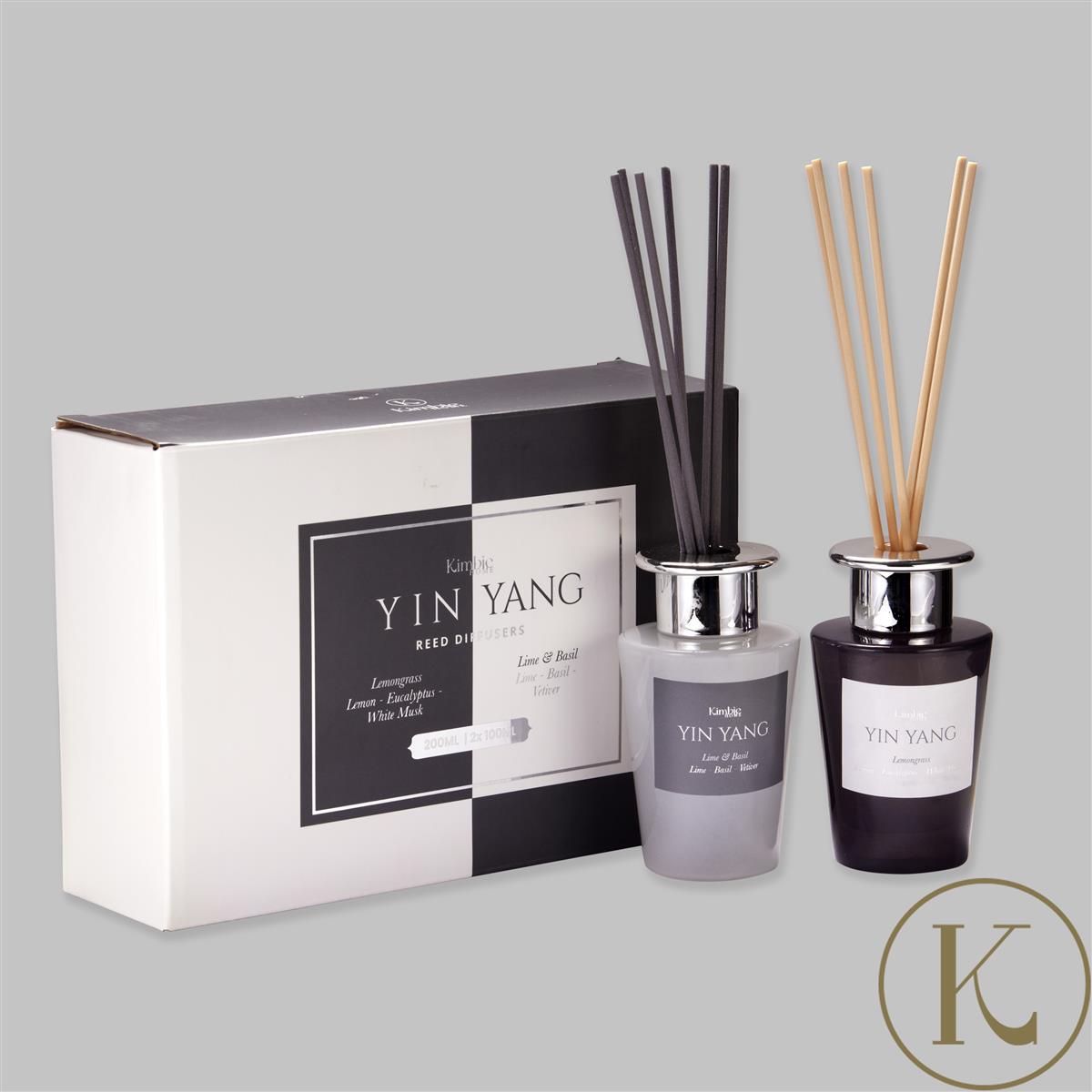 Kimbie Home Yin Yang Set of 2 Diffusers Infused with Grey & Cream ...