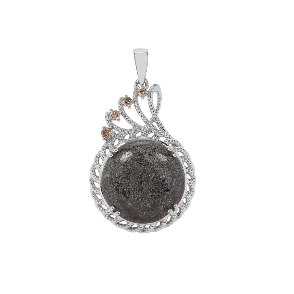 Lamproite Pendant with Argyle Diamond in Sterling Silver 11.85cts ...
