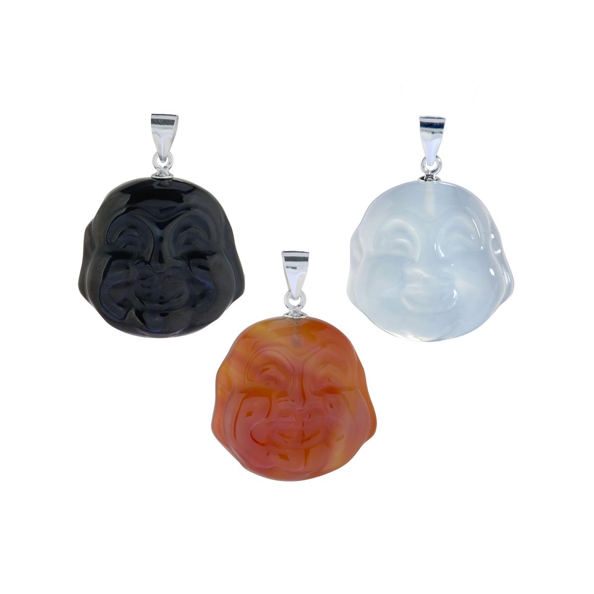 Agate Buddha Pendant in Sterling Silver 50cts - Available in 3 ...