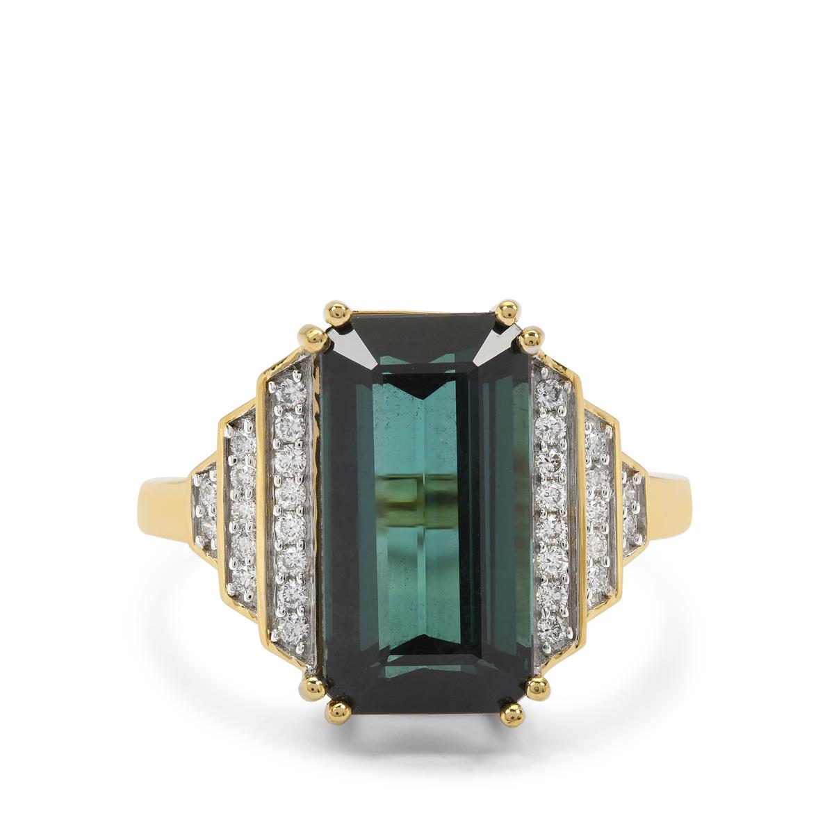 Mutuca Indicolite Ring with Diamond in 18K Gold 5.89cts | Gemporia