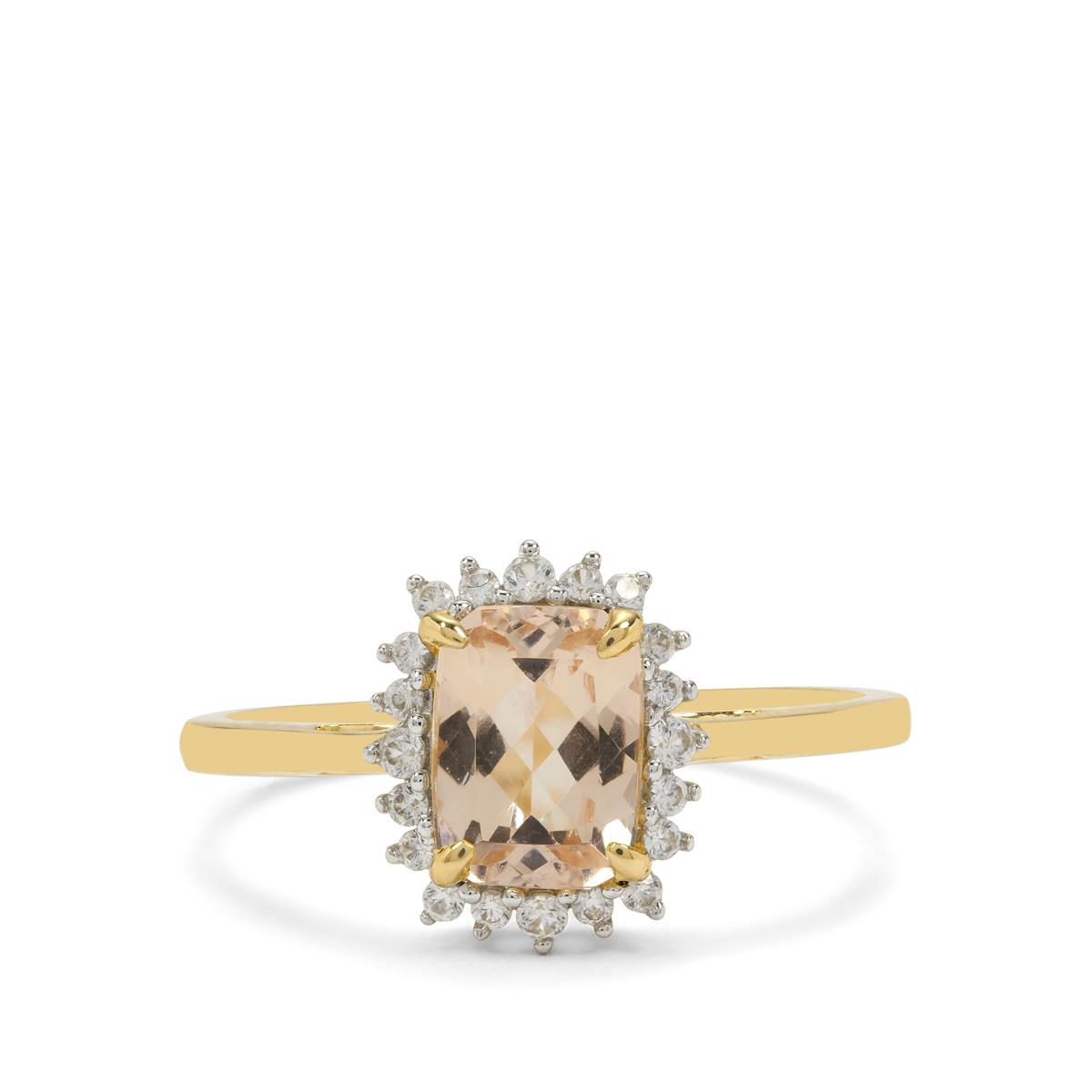 Rose Danburite Ring with White Zircon in 9K Gold 1.80cts | Gemporia