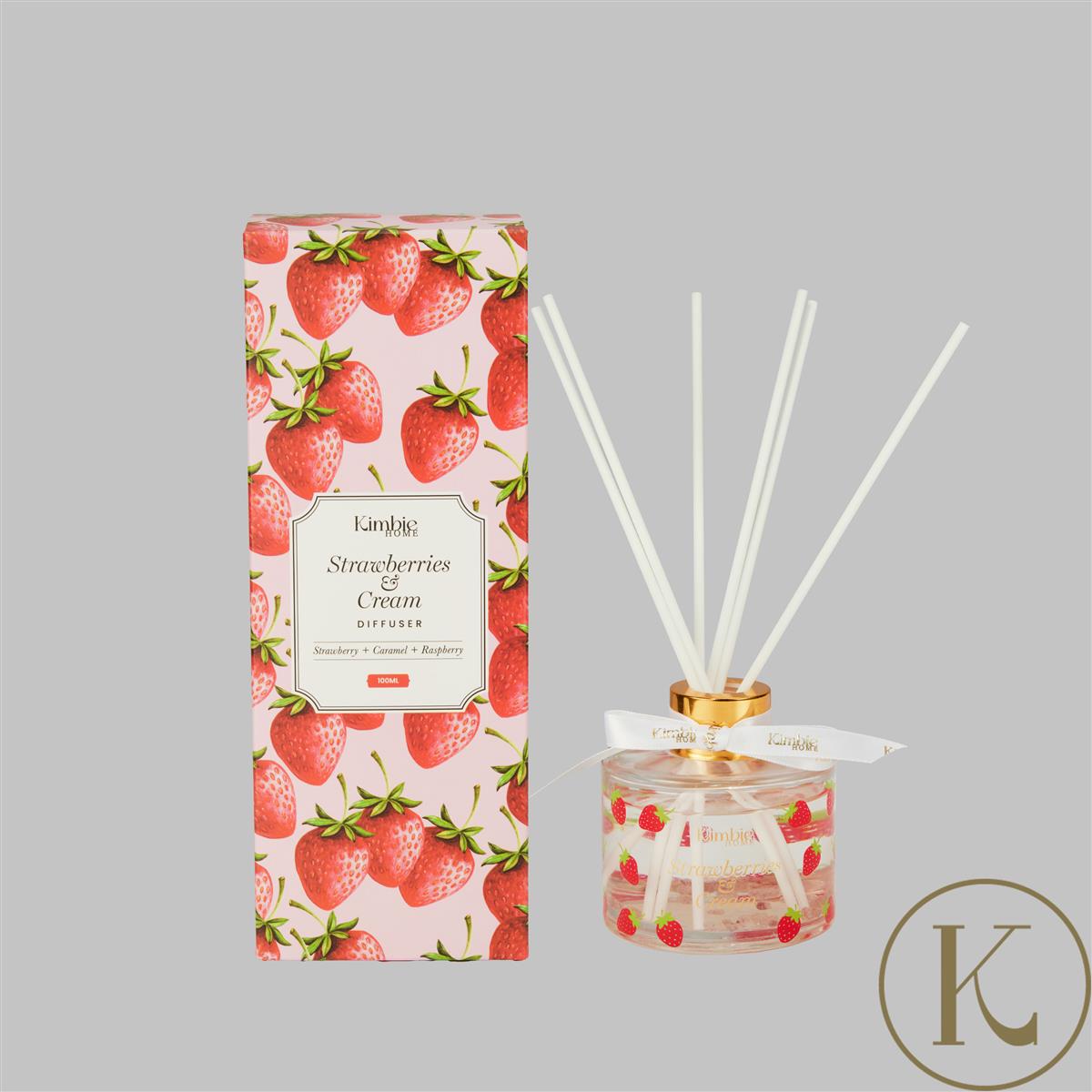 Kimbie Home Strawberries & Cream 100ml Diffuser With Strawberry Quartz ...