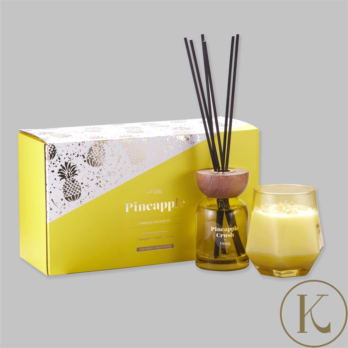 Kimbie Home Pineapple 220g Candle & 130ml Diffuser Set | Gemporia