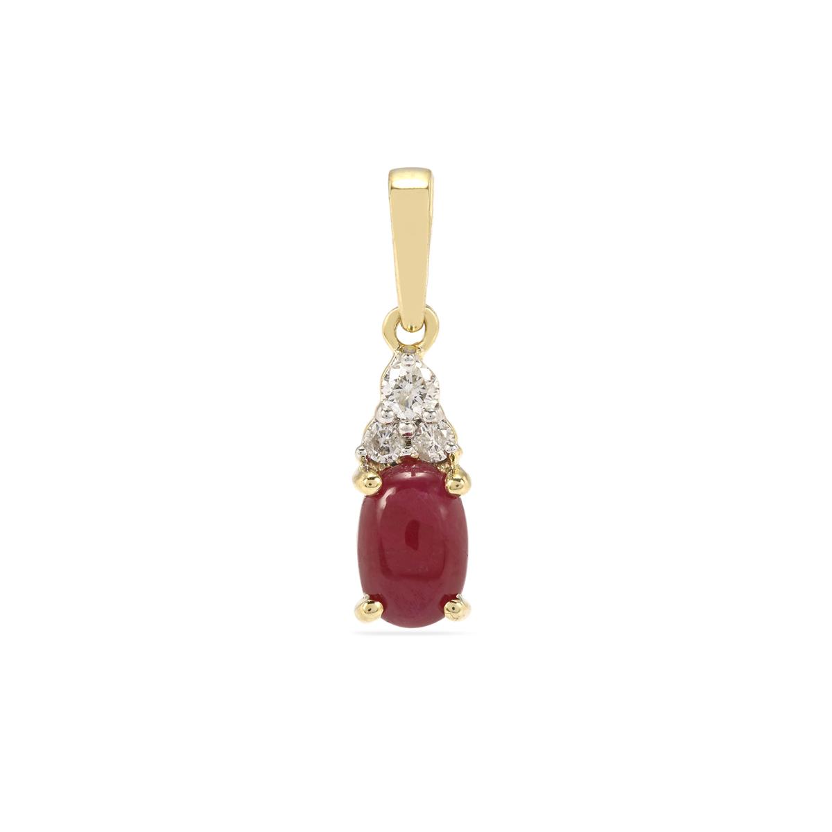 Greenland Ruby Pendant with Canadian Diamond in 9K Gold 0.85cts | Gemporia