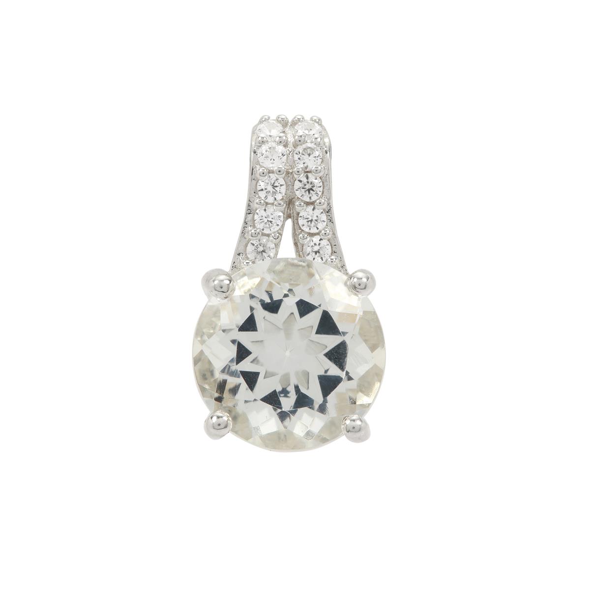 Himalayan Beryl Pendant with White Zircon in Sterling Silver 1.90cts ...