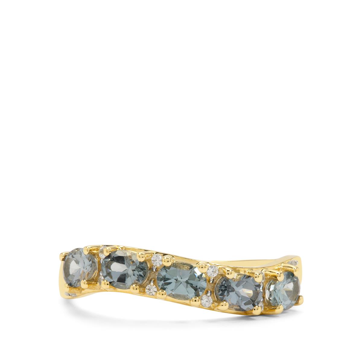 Tanzanian Grey Spinel Ring with White Zircon in 9K Gold 1ct | Gemporia