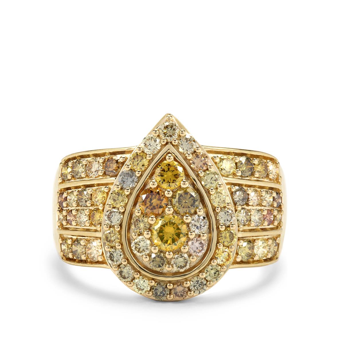 Multi-Colour Natural Brazilian Diamond Ring in 9K Gold 1.50cts | Gemporia