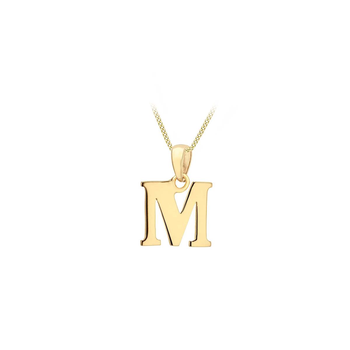 Letter 'M' Pendant in 9K Gold | Gemporia